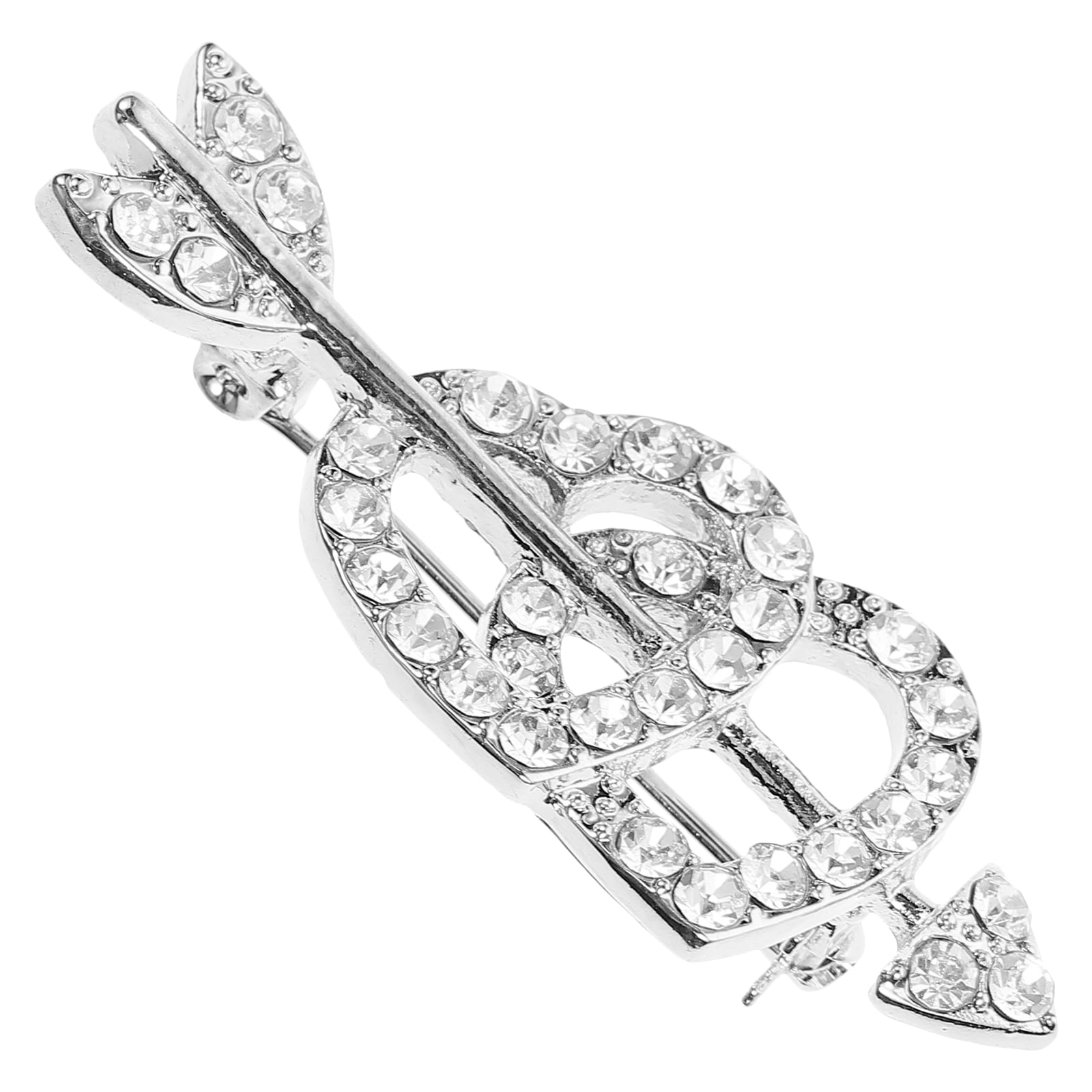 1pc Rhinestone Heart Shape Lapel Pin Crystal Breastpin Alloy Brooch For