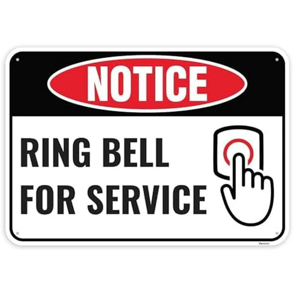 1PC Ring Bell For Service Sign, 10 x 7 Inches - Aluminum - Please Ring ...