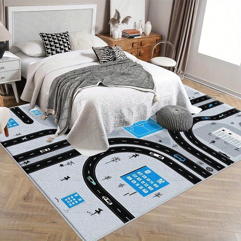 1PC Road Map Style Area Rug Partial Carpet, Lightweight Washable Easy ...