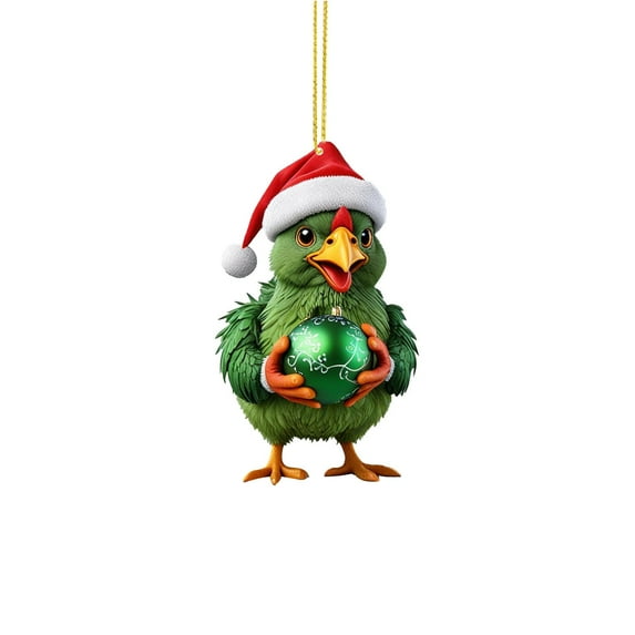 1PC Rooster Christmas Ornaments 2025 2D Acrylic Chicken Farm Christmas ...