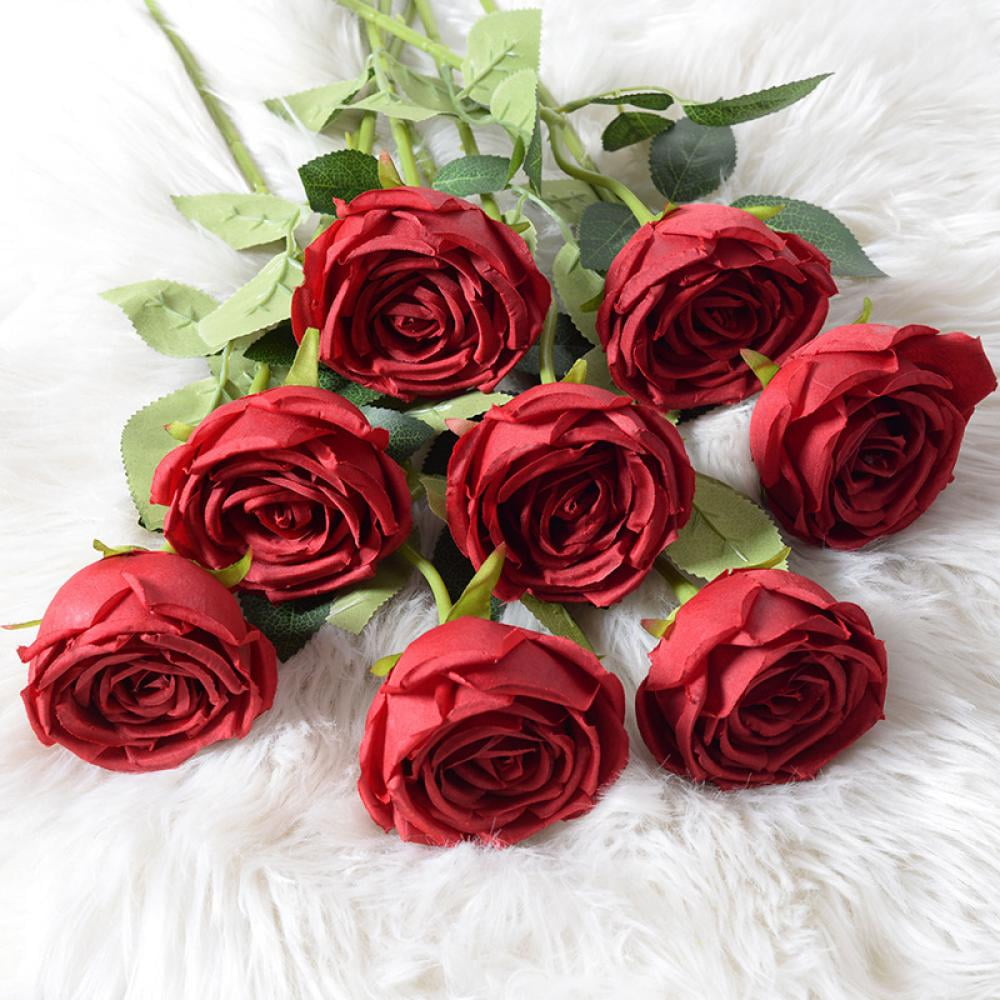 1PC Rose Artificial Flower, Single Stem Fake Flowers Bridal Wedding ...