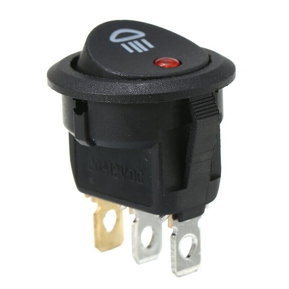 1PC Round Rocker Switch 12V 20A Round Toggle Switch 12 Volt DC Lighted ...
