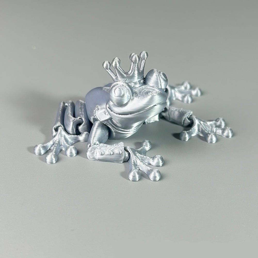 1PC SILVER 5CM 3D Printed Crown Frog Jointed Articulated Figurine ...