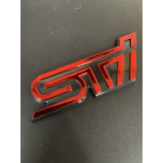 1PC STI Badge Rear Red STI Emblem Badge Exterior New For Subaru ...