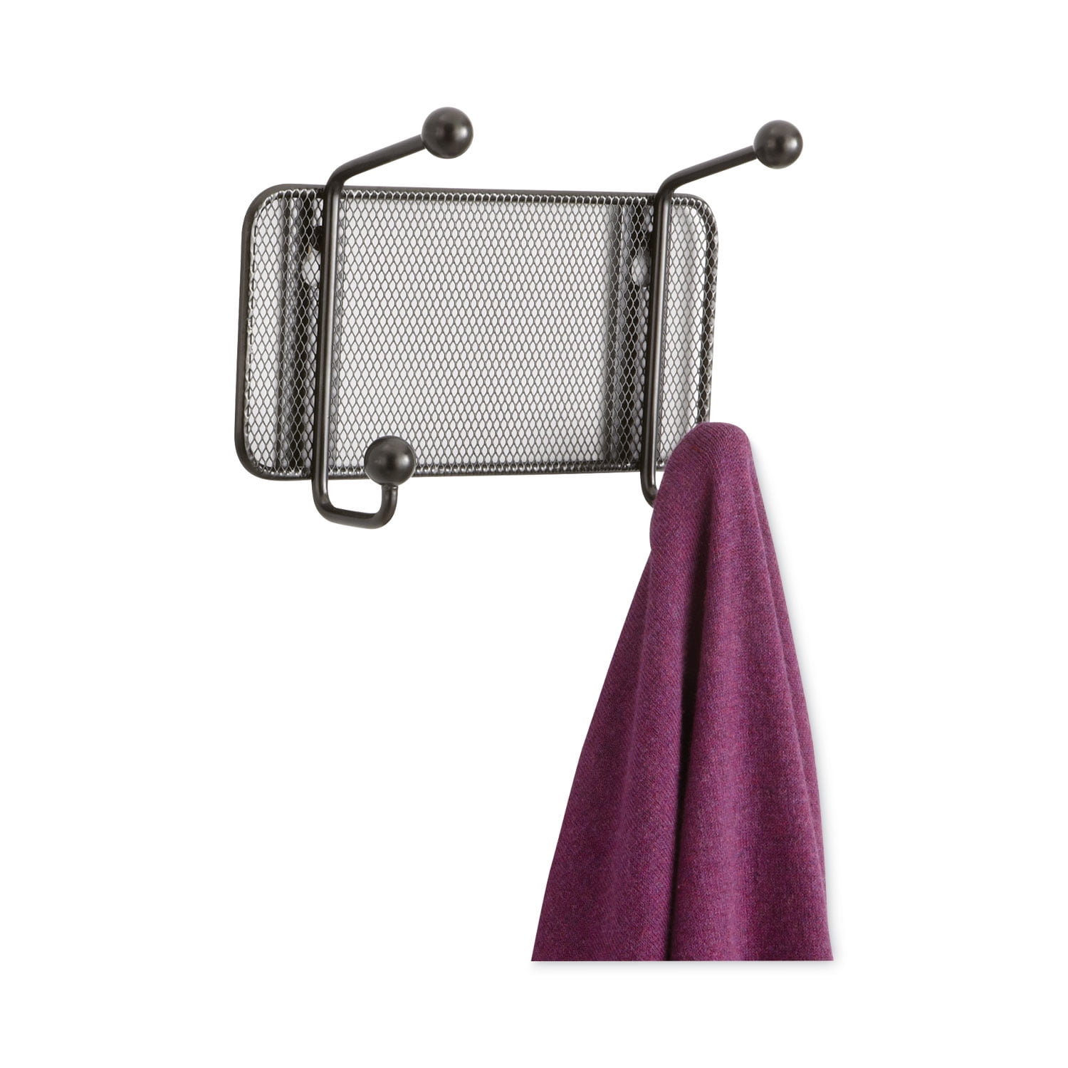 1PC Safco Onyx Mesh Wall Racks, 2-Hook, 8.5w x 3d x 5.5h, Black ...