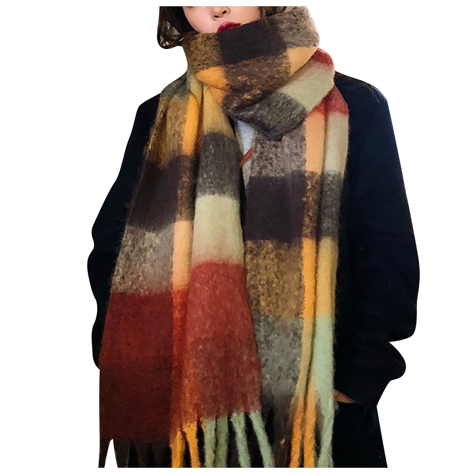 1PC Scarf Black Polyester Thermal Scarf Fall Winter Scarf Classic ...