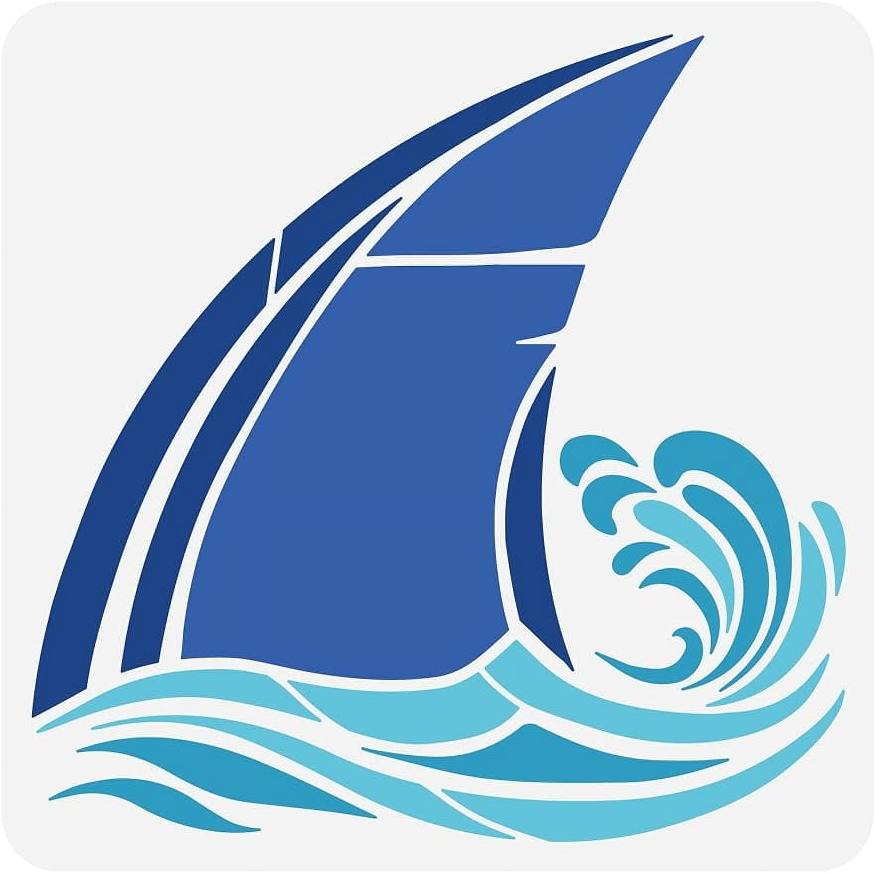 1PC Shark Fin Stencil Ocean Wave Painting Drawing Templates 12x12inch ...