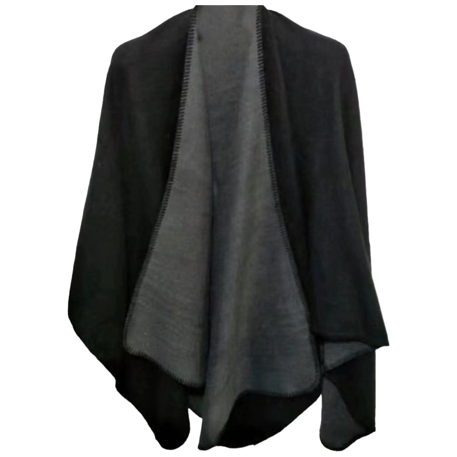 1PC Shawl Black Polyester Womens Color Blocking Autumn Winter Windproof ...