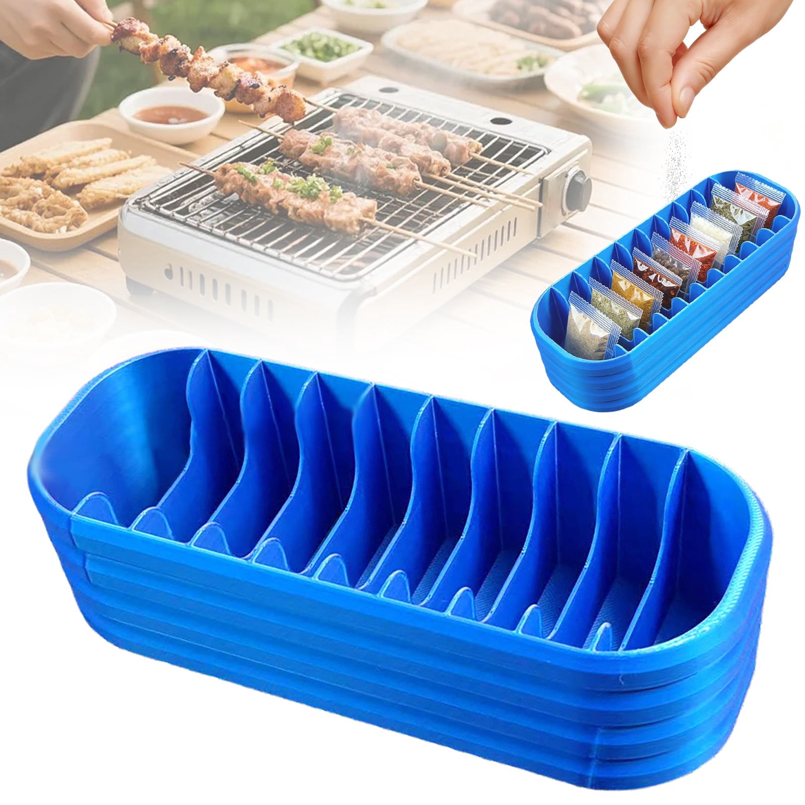 1PC Silicone 10-Compartment Storage Tray, Seasoning & Condiment ...