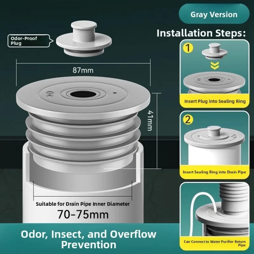 1PC Silicone Sewer Seal Ring Kitchen Pipe Deodorant Sealing Plug Floor ...