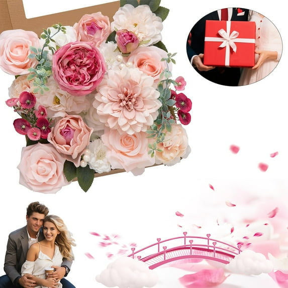 1PC Silk Artificial Flowers Bouquet Kit with Stems for Wedding Decor ...