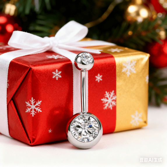 1PC Silver Double Diamond Stainless Steel Belly Button Ring Navel ...