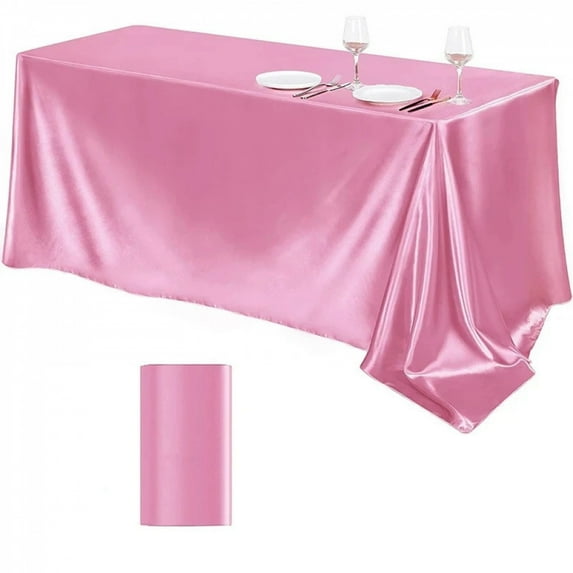 1PC Silver Satin Tablecloth Rectangle Silk Smooth Fabric Table Cloth ...