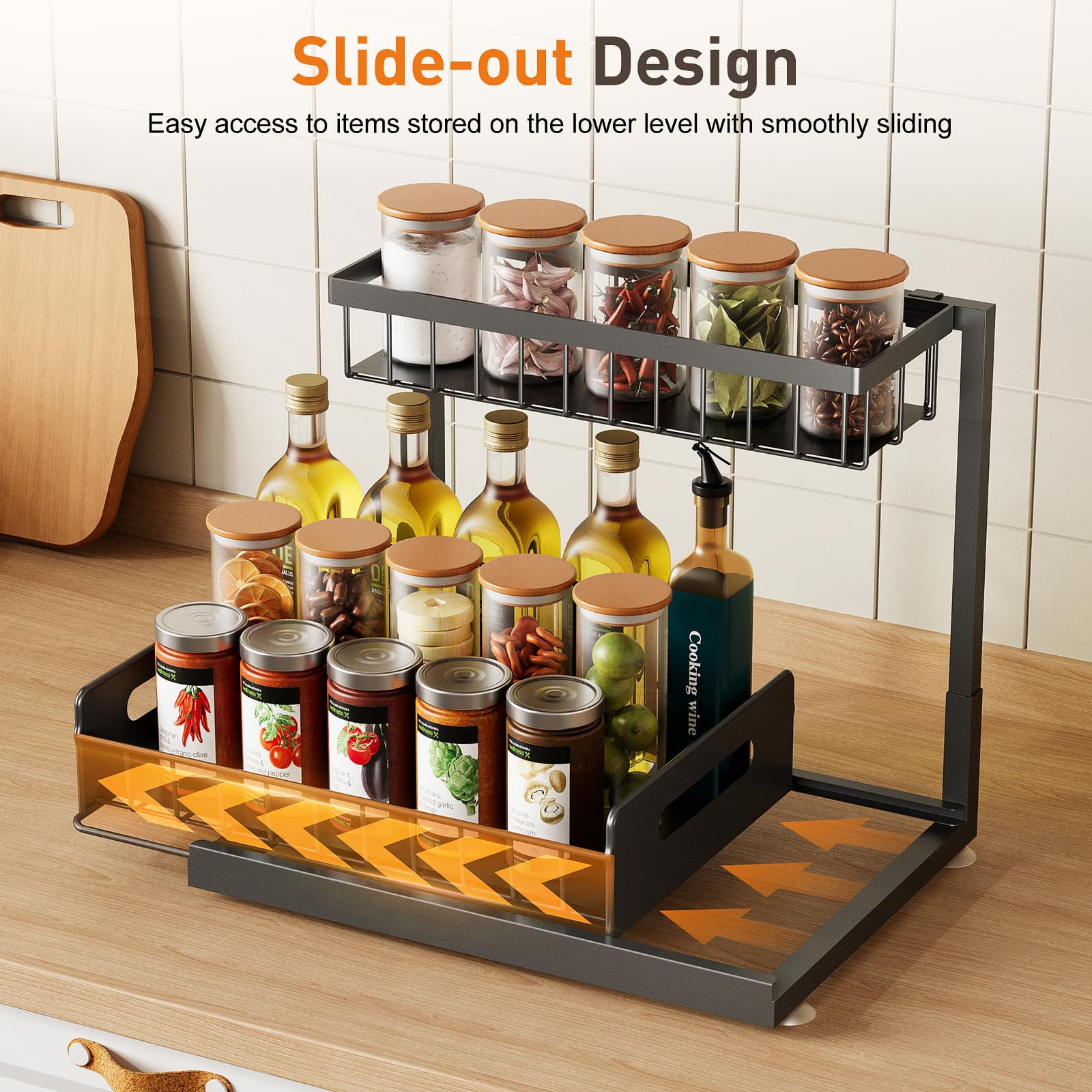 1PC Under Sink Organizer,Metal Pull Out Cabinet Organizer Shelf,Kitchen ...