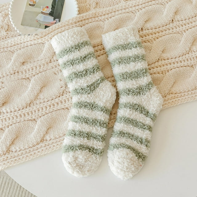 1pc Socks 2 Pair Set Green Polyester Christmas Warm Christmas Fashion