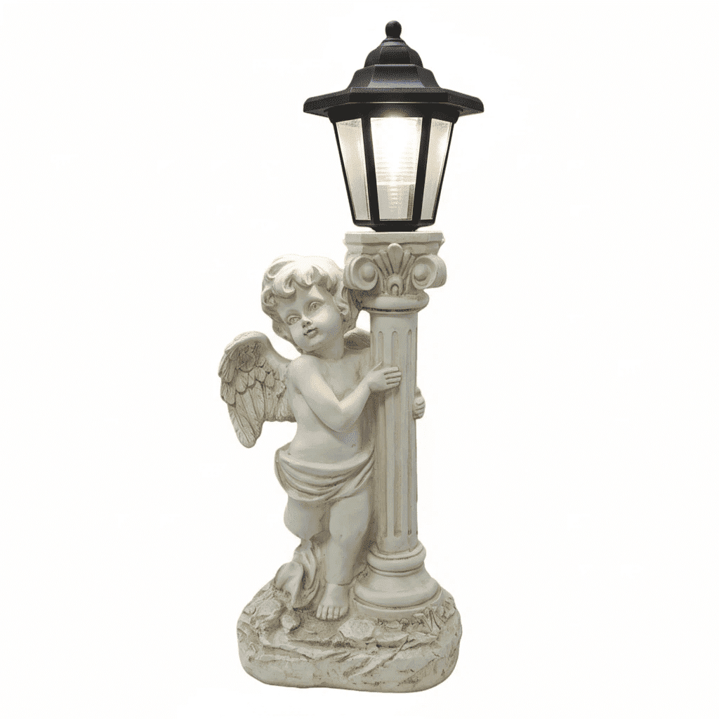 1PC Solar Powered Angel Sculpture, Roman Pillar Angel Garden Sculpture ...