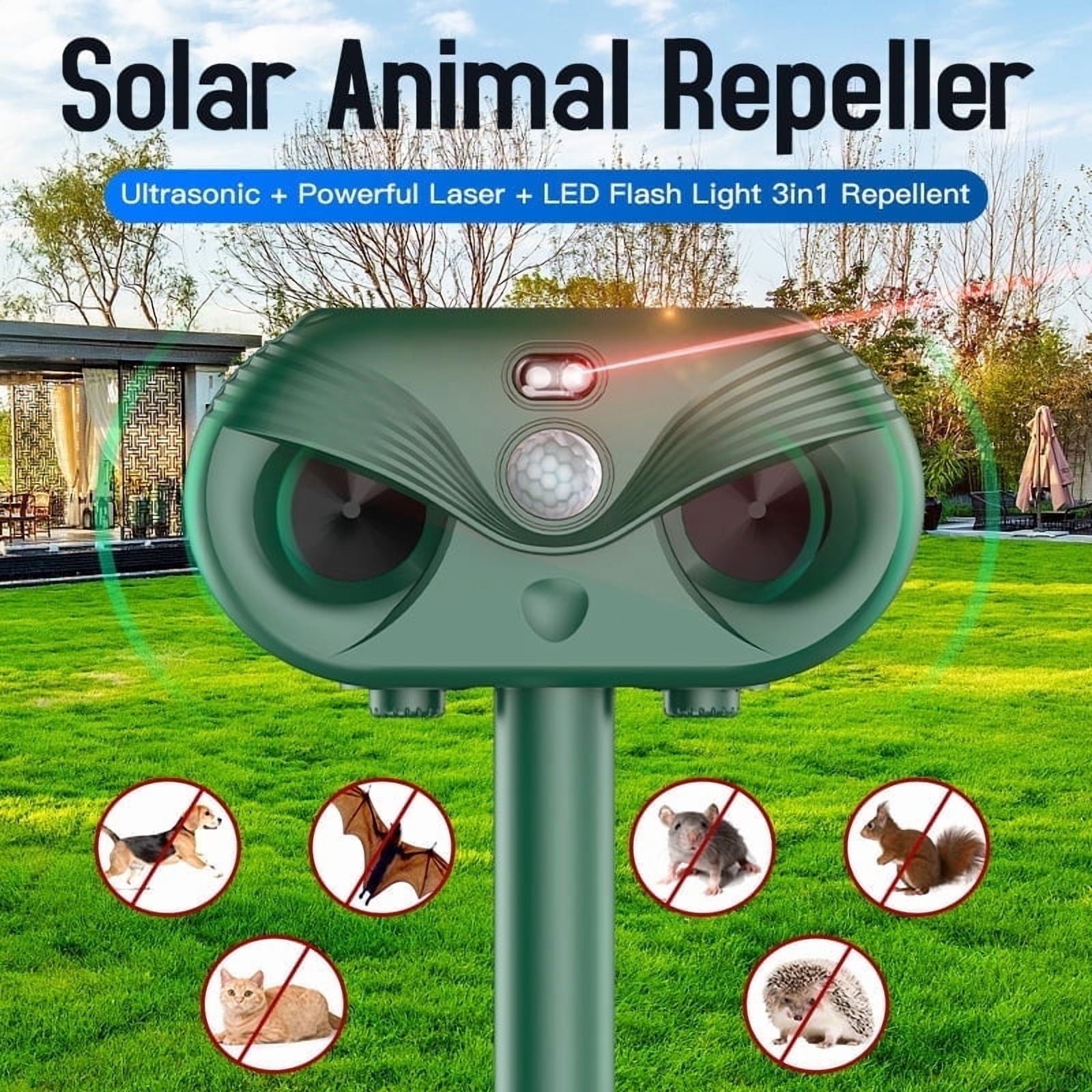 KingFurt Solar Powered Ultrasonic Cat Repellent, Motion Sensor Animal ...