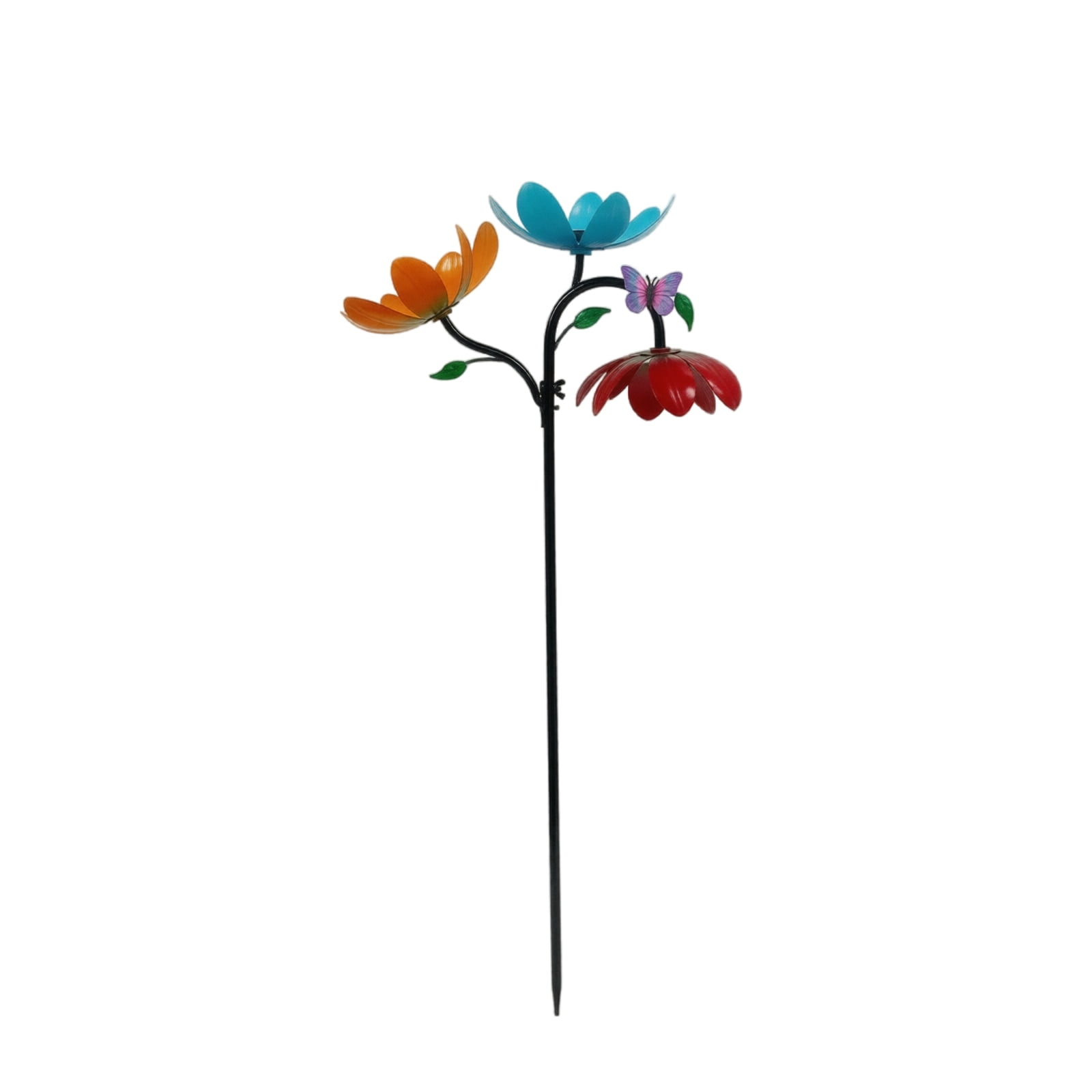 1PC Solar Three Color Spinner Flower Lights, Color Changing LED Metal ...