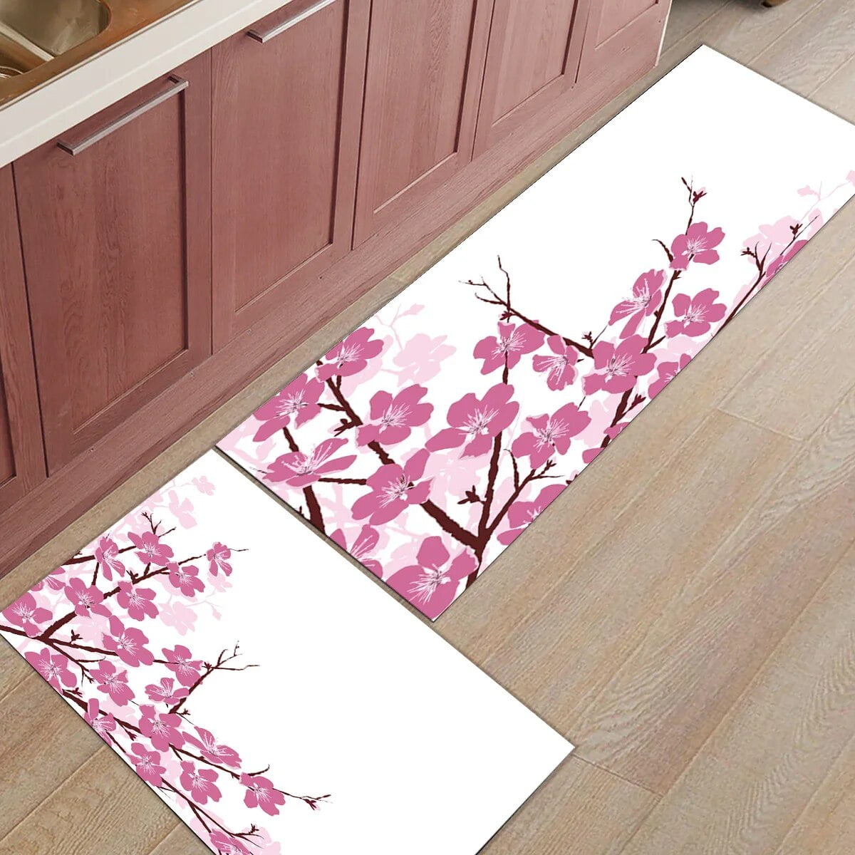 1PC Spring Cherry Blossom Petal Carpet Pink Kitchen Mat Entrance Floor ...
