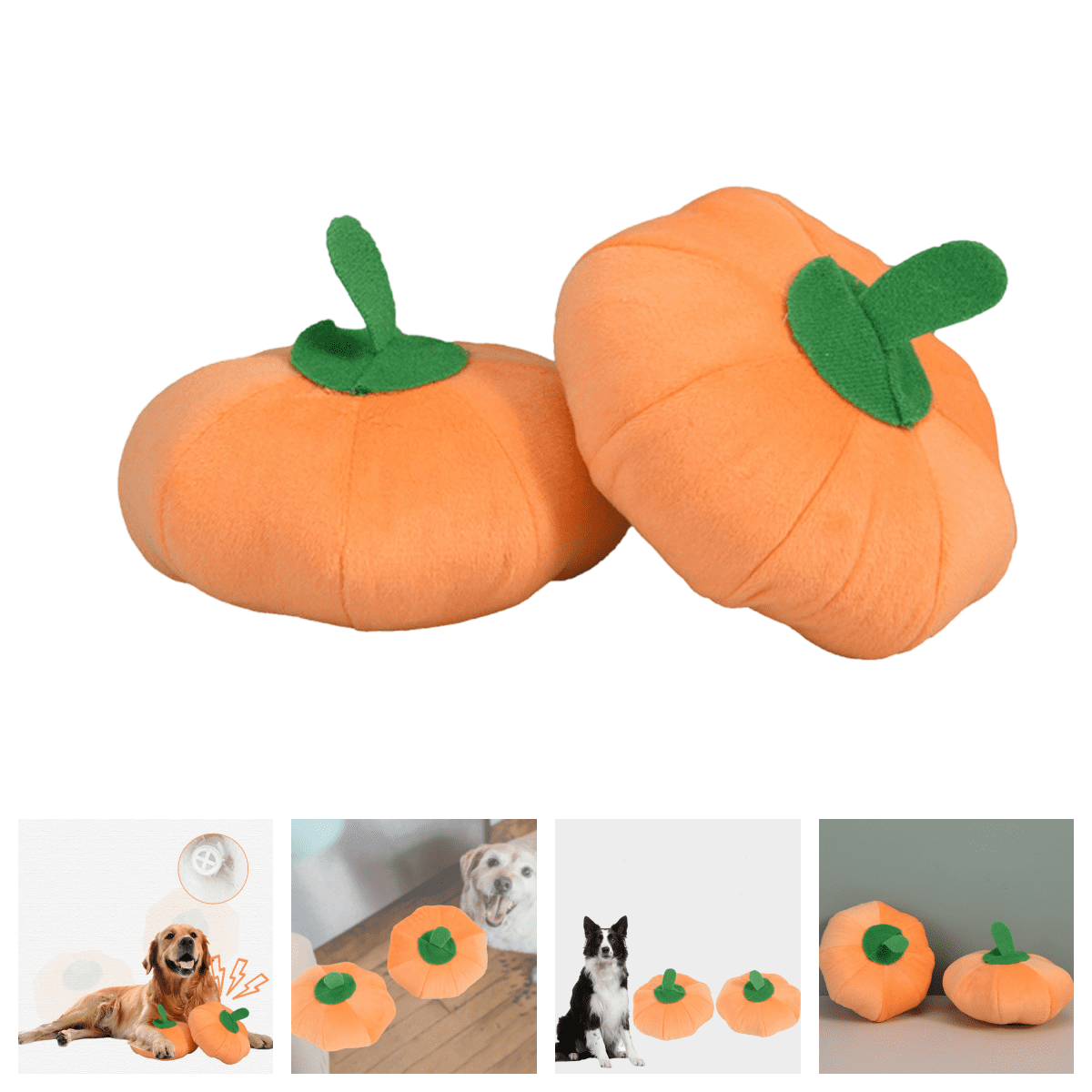 1PC Squeaky Plush Pumpkin Shaped Pet Chew Toy, Teeth Grinding Training ...