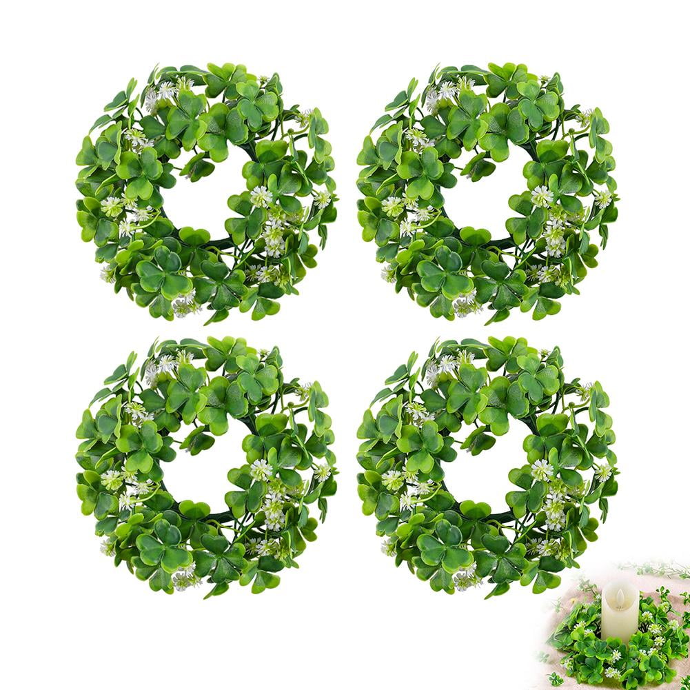 1PC St Patricks Day Shamrocks Candle Wreaths,7in Clover Pillar Candle ...