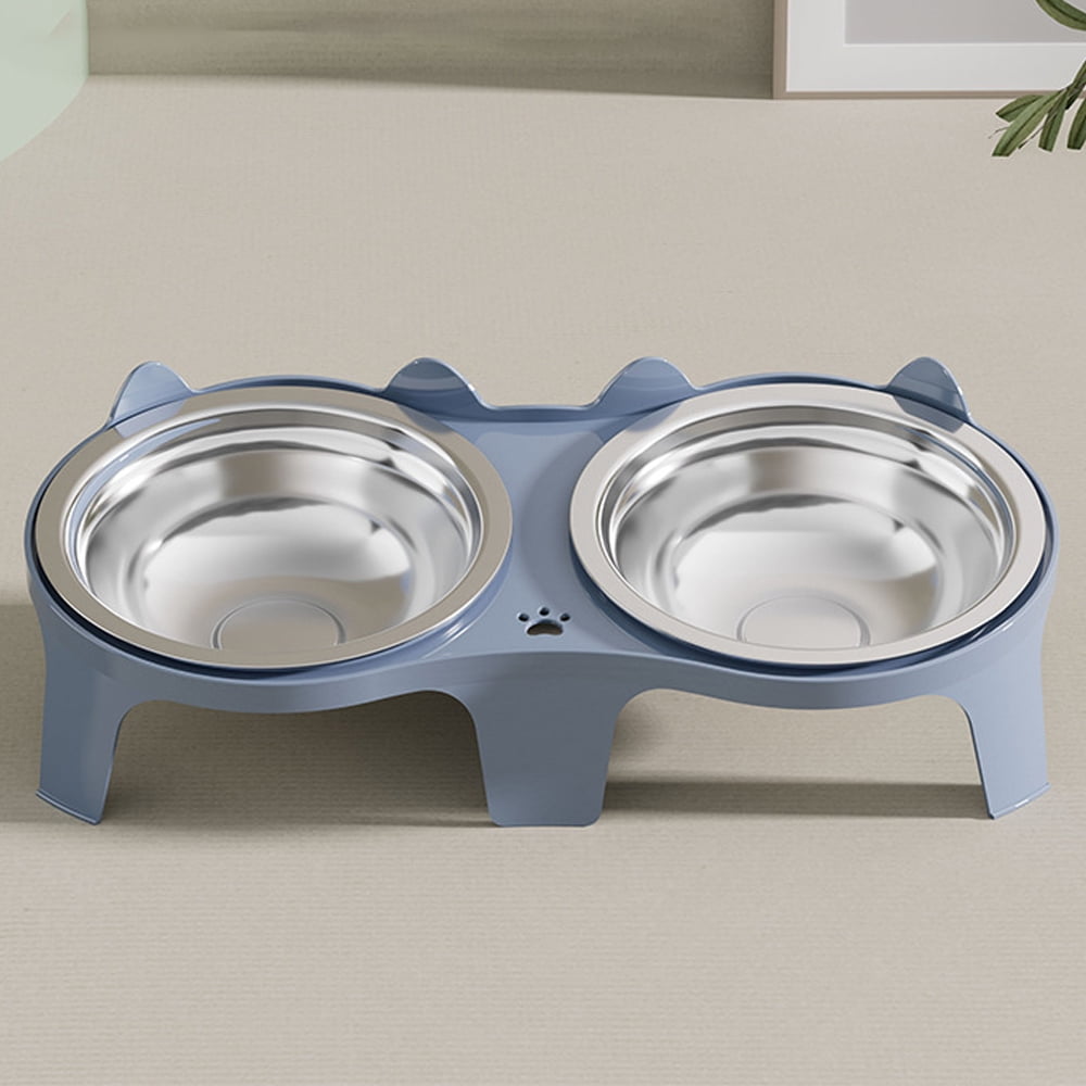 1PC Stainless Steel Cat Food & Water Bowl with Anti-Tip Design Large ...