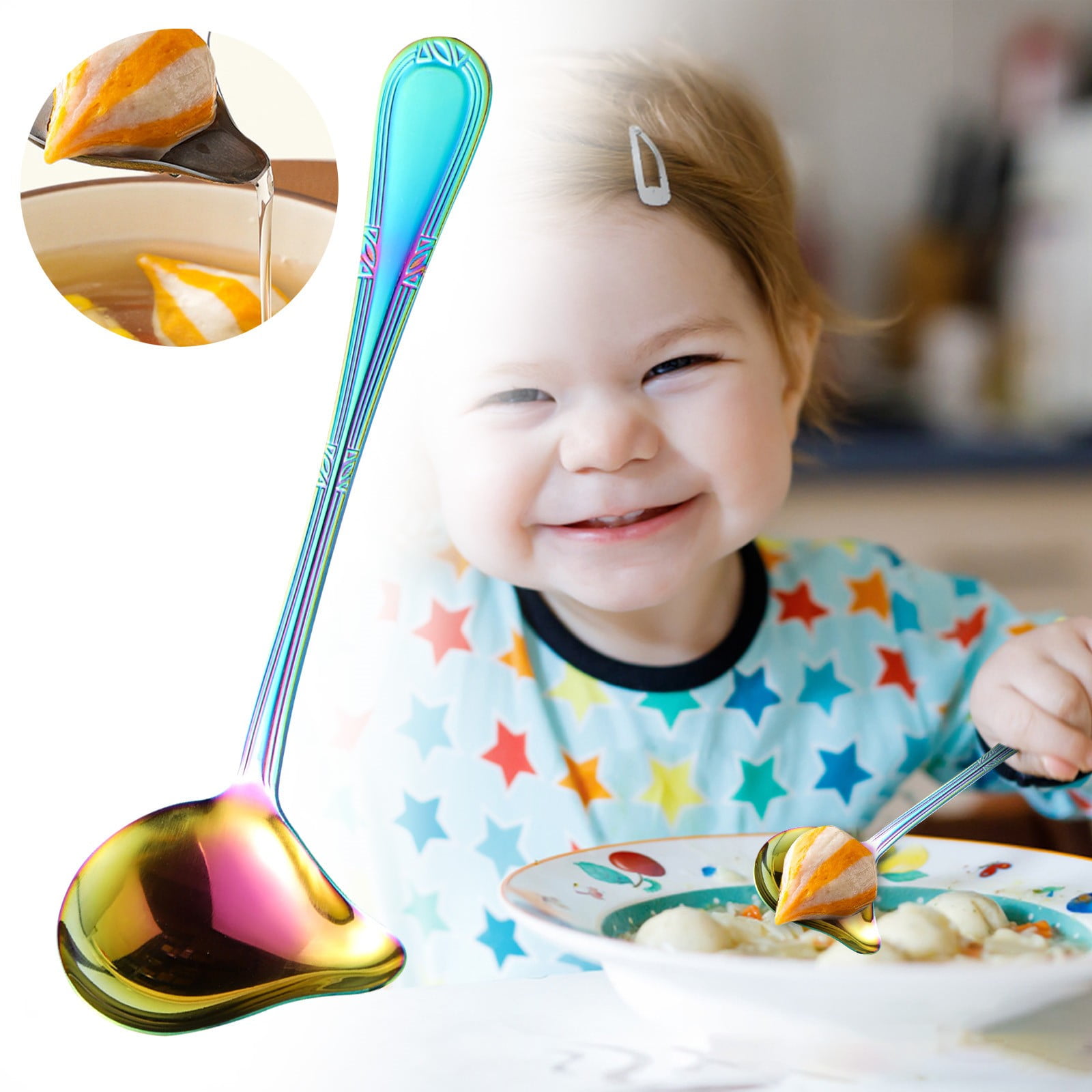 1PC Stainless Steel Drizzle Spoon,Small Meat Gravy and Soup Spoon for ...
