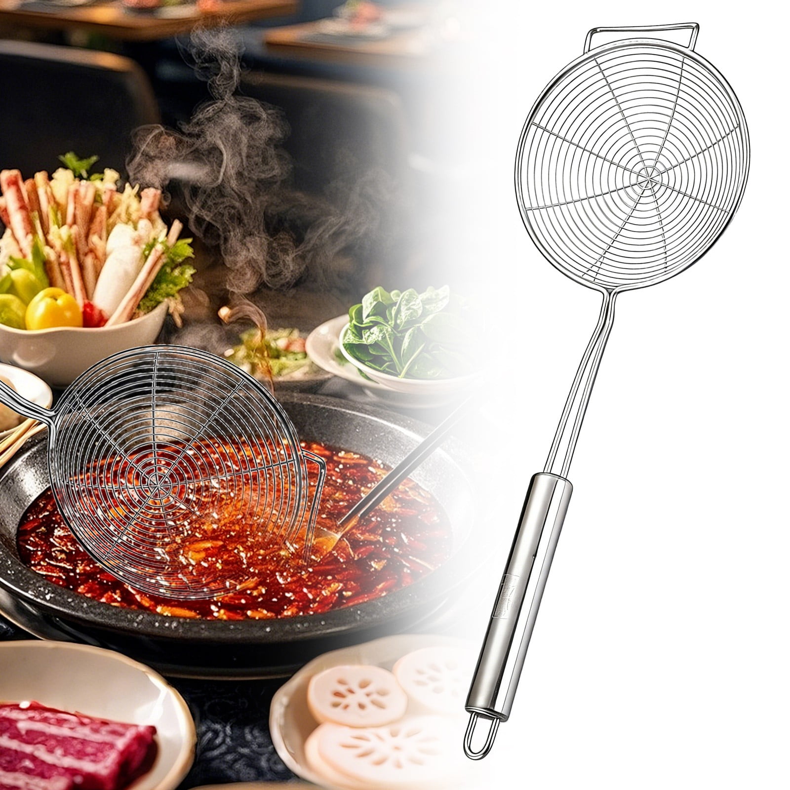 1PC Stainless Steel Slotted Strainer Spoon - 14-20cm Mesh Skimmer for ...