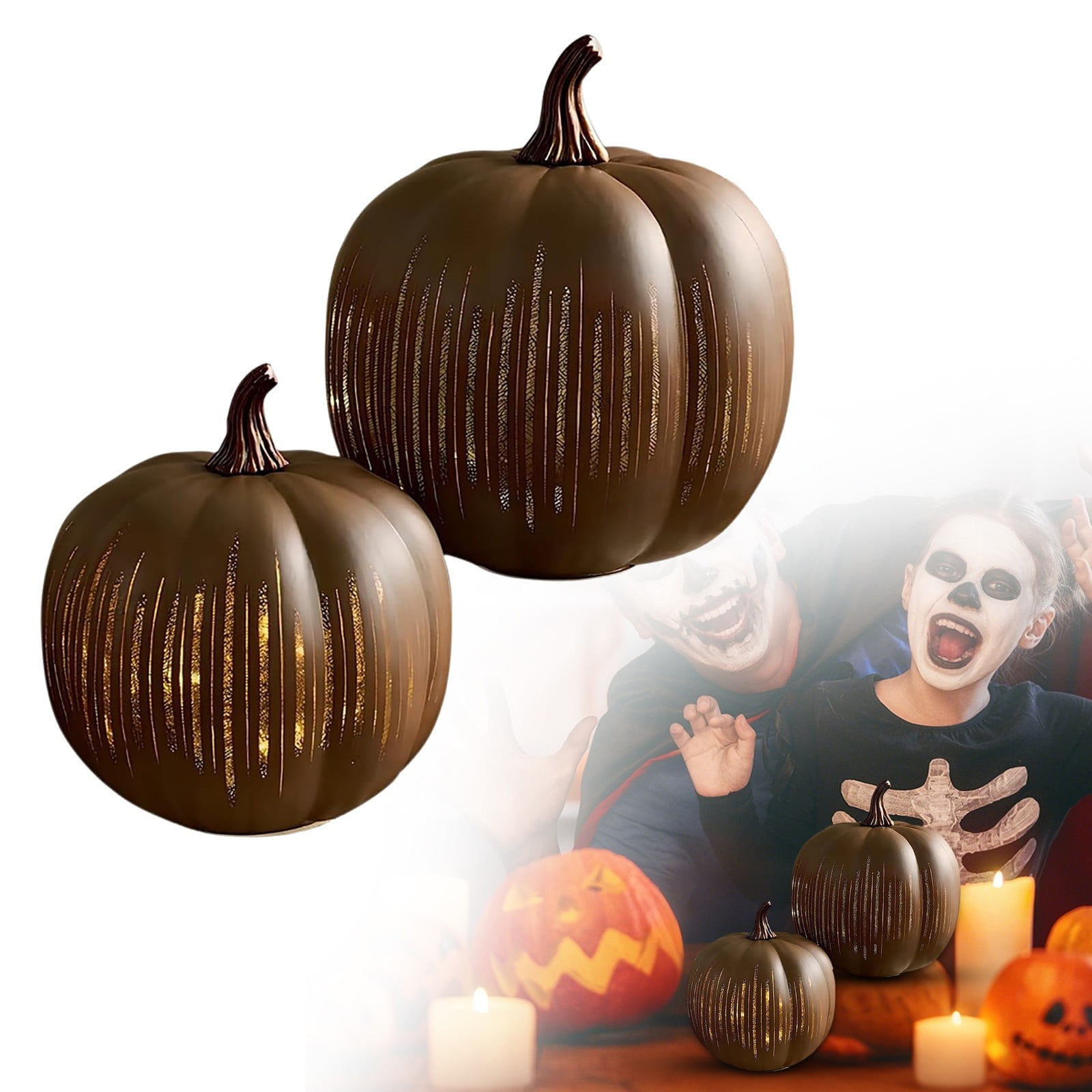 1PC Starry Night Glass Pumpkins, Illuminated Twinkle LED Light Pumpkins ...