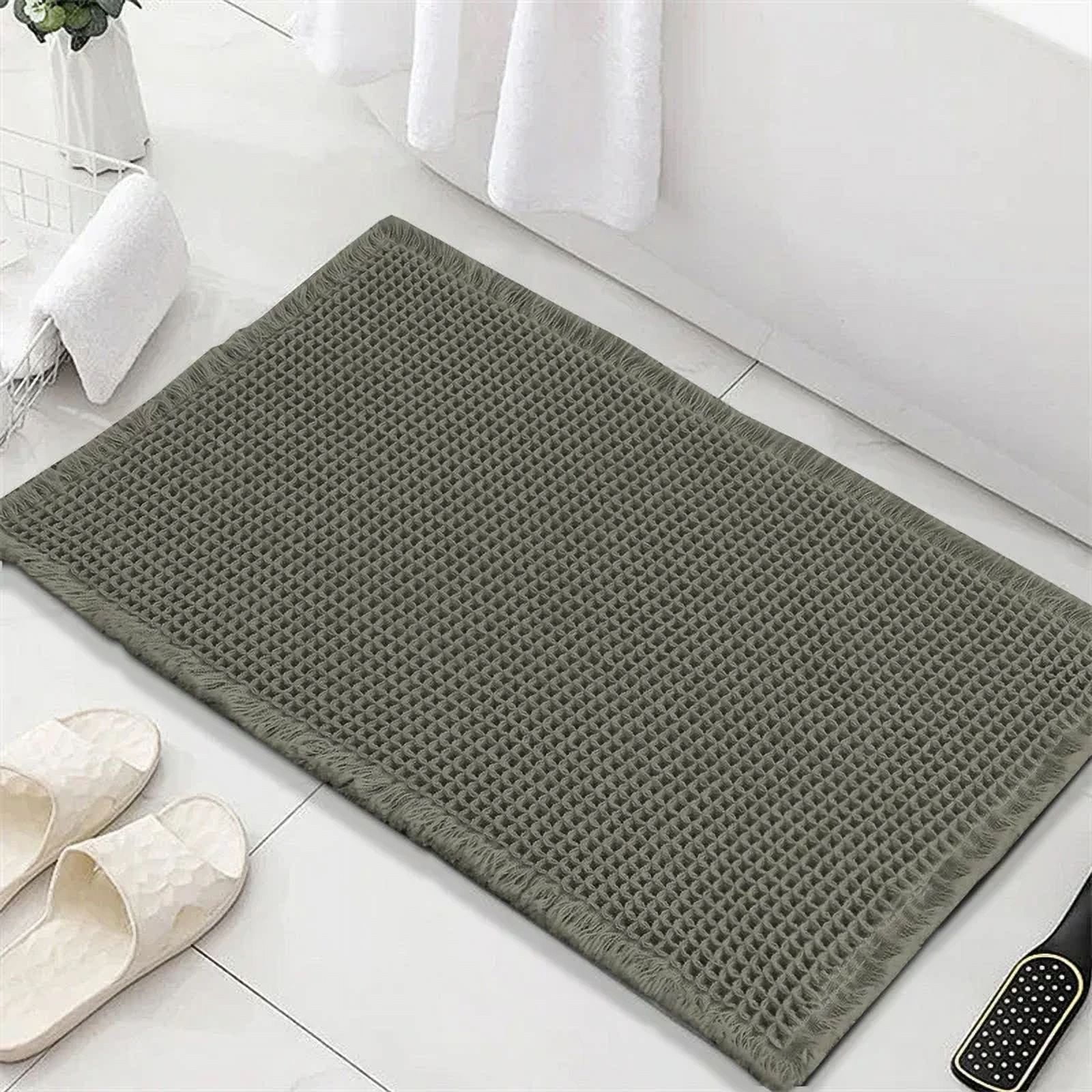 1PC Super Absorbent Plaid Bath Mat Machine-Washable Bathroom Rugs Non ...