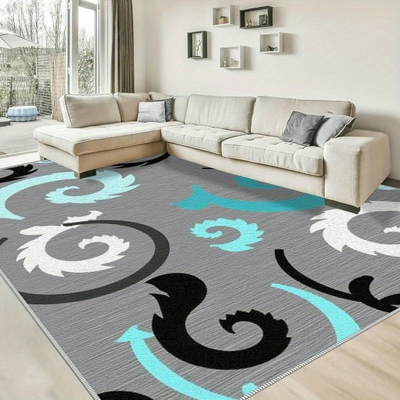1PC Swirl Pattern Area Rug Local Carpet, Lightweight Washable Easy-to ...