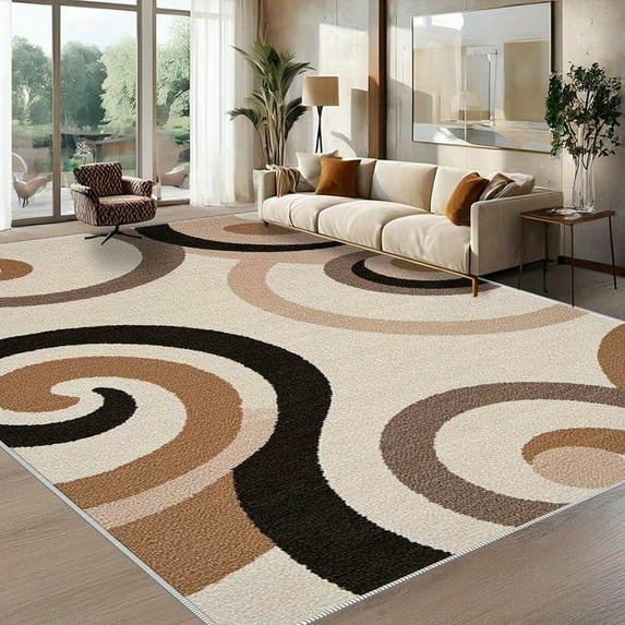 1PC Swirl Pattern Area Rug Partial Carpet, Lightweight Washable Easy-to ...