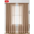 1PC Tangerine Brown Sheer Curtain Panel, Lightweight Polyester Voile ...