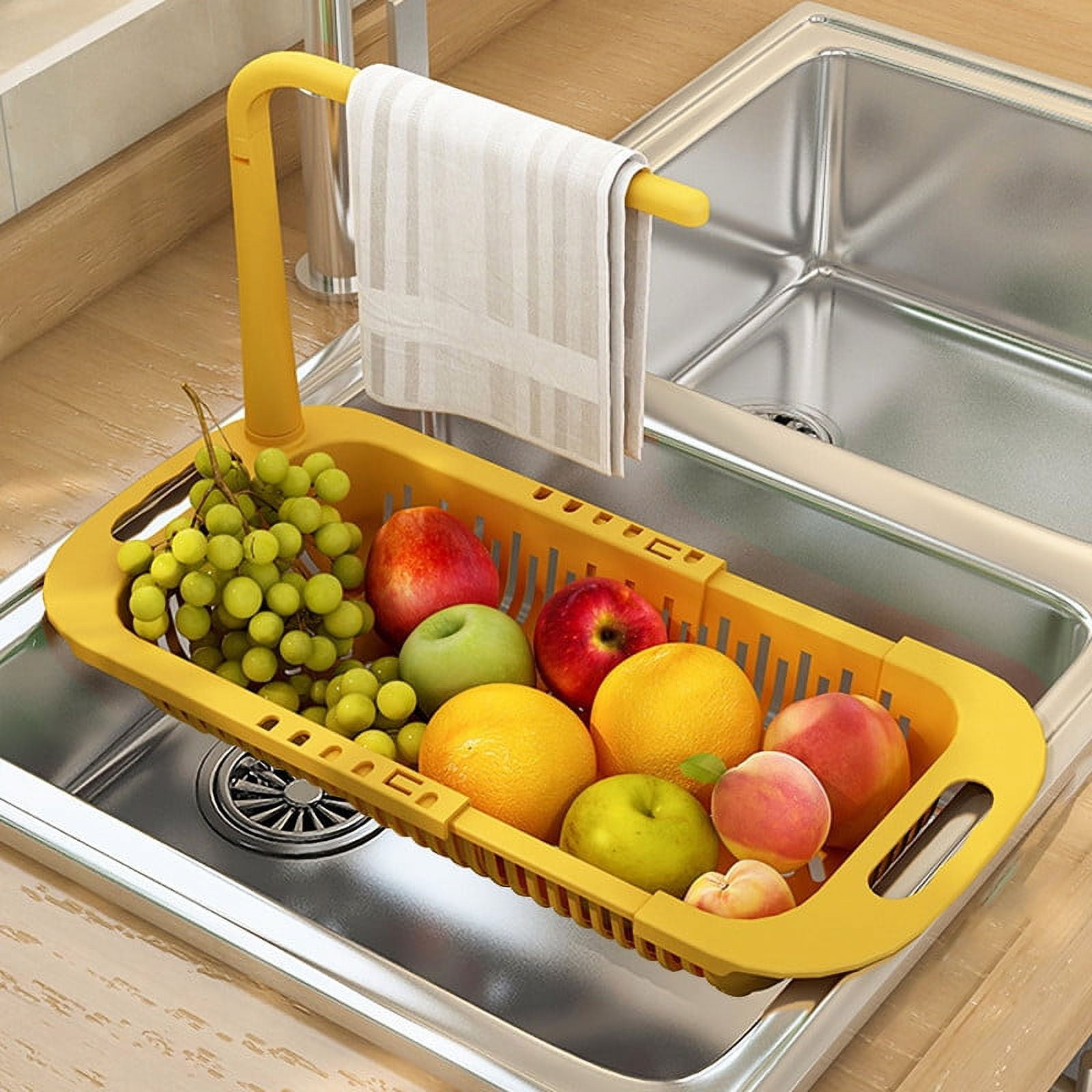 1PC Telescopic Sink Storage Rack Drain Rack Adjustable To Fit Any Size ...