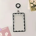 1PC Thick Wave Black Edge Transparent Card Holder with Keychain Slide ...