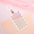 1PC Thick Wave White Edge Transparent Card Holder with Keychain Slide ...