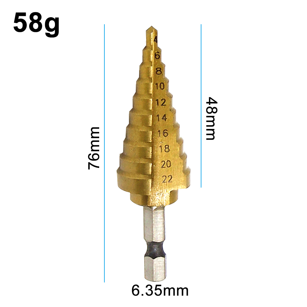 1PC Titanium Plated Hexagonal Straight Groove Step Drill 4-22mm Reaming ...