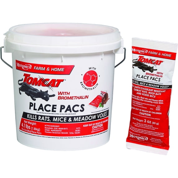 TOMCAT Pellet Bait Pack, Kills Rats and Mice, 22-Count, 3 Oz Place Pacs ...