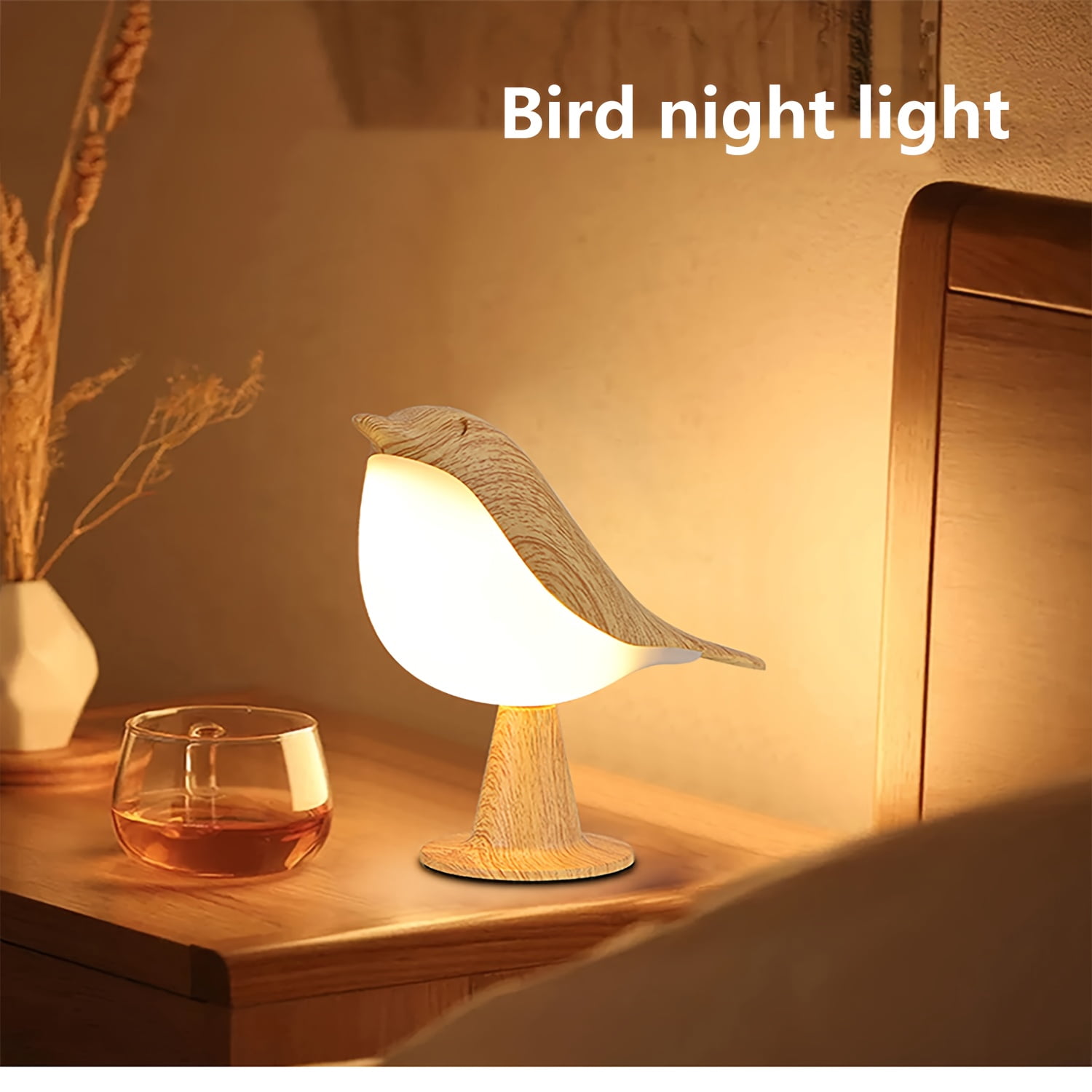 1PC Touch Control Bird Shaped LED Table Lamp, Wireless Rechargeable 3 ...