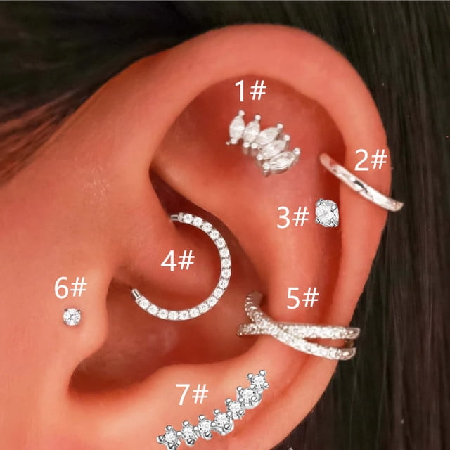 1PC Tragus Helix Piercing Earring For Women Zircon Cluster Star ...