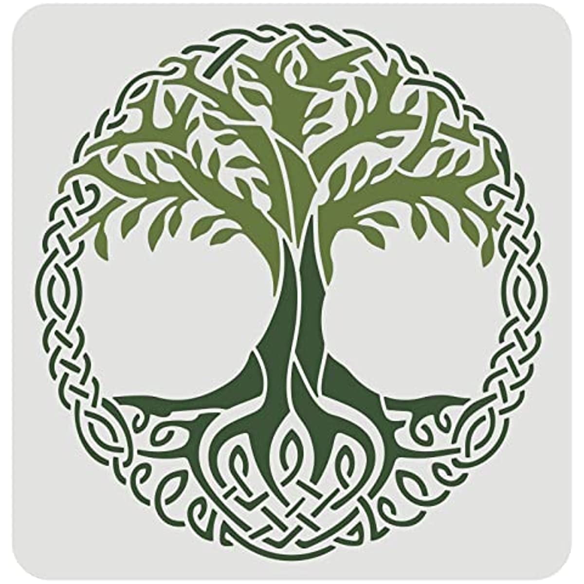 1PC Tree of Life Stencil Template 11.8x11.8 inch Reusable Plastic ...