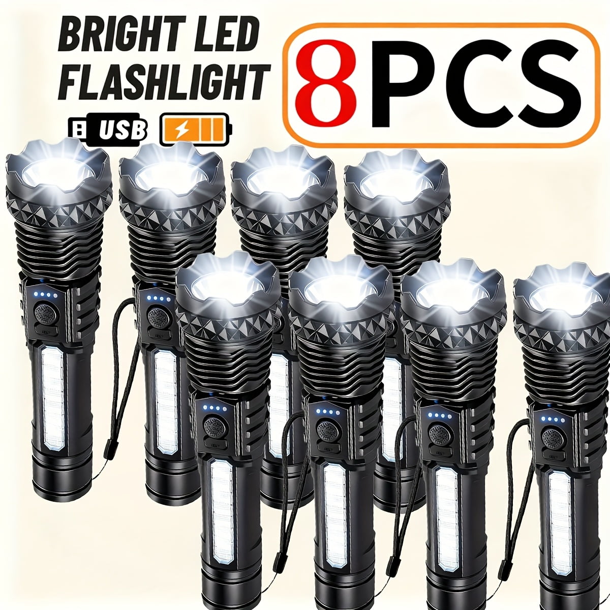 1PC Ultra-Bright Rechargeable L-Shaped Flashlight - Magnetic Base, USB ...