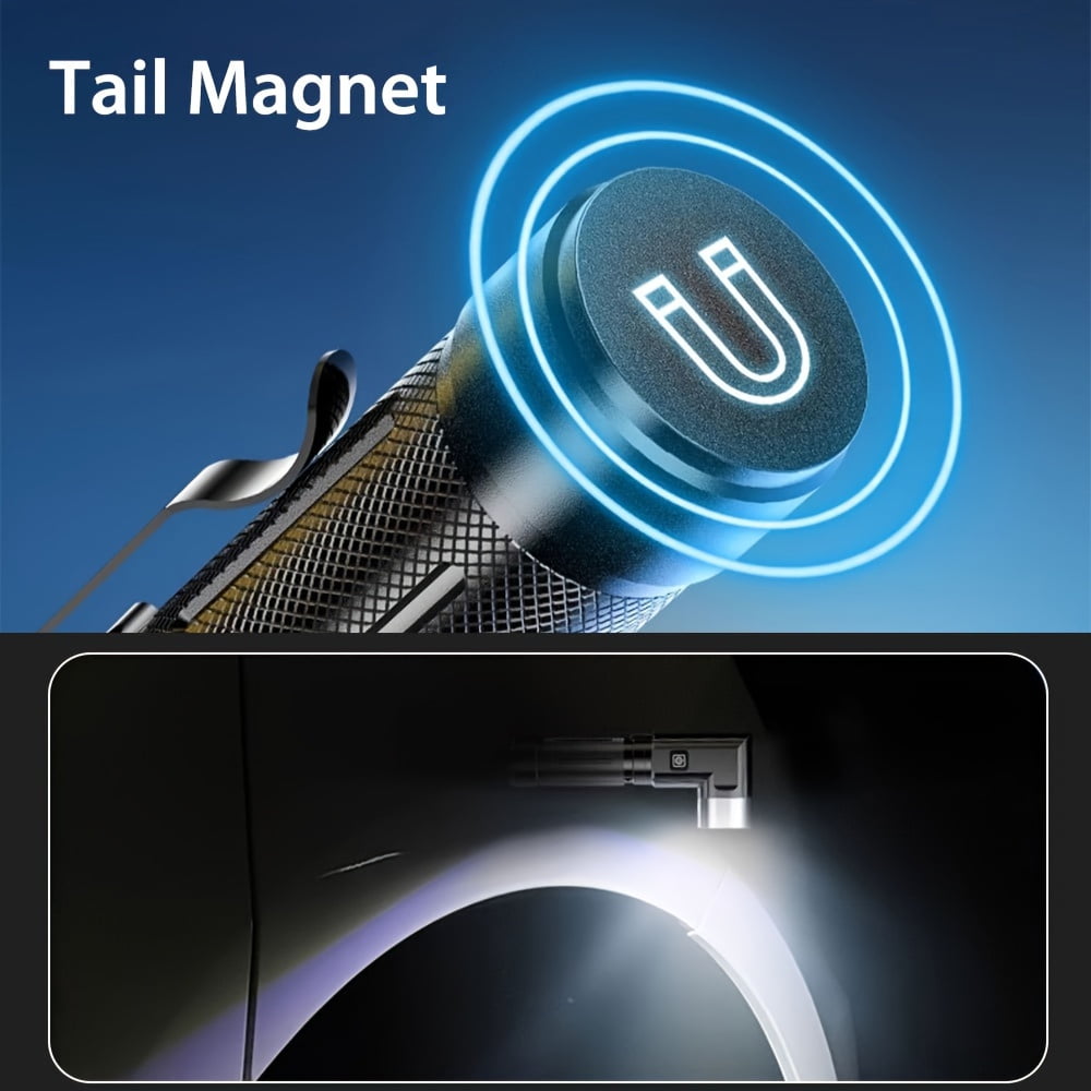 1PC Ultra-Bright Rechargeable L-Shaped Flashlight - Magnetic Base, USB ...