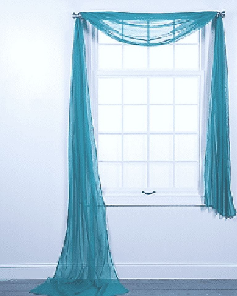 1PC VOILE SHEER SCARF WINDOW VALANCE TEAL ELEGANT COLOR SWAG TOPPER SEE ...