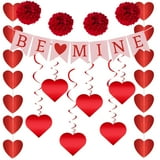 1PC Valentines Decorations, Happy Valentines Banner, Heart Felt Garland ...