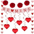 1PC Valentines Decorations, Happy Valentines Banner, Heart Felt Garland ...