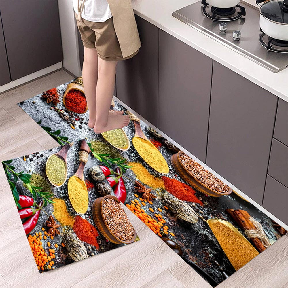 1PC Vegetable Grains Spices Kitchen Carpet Doormat Bedroom Home Floor ...