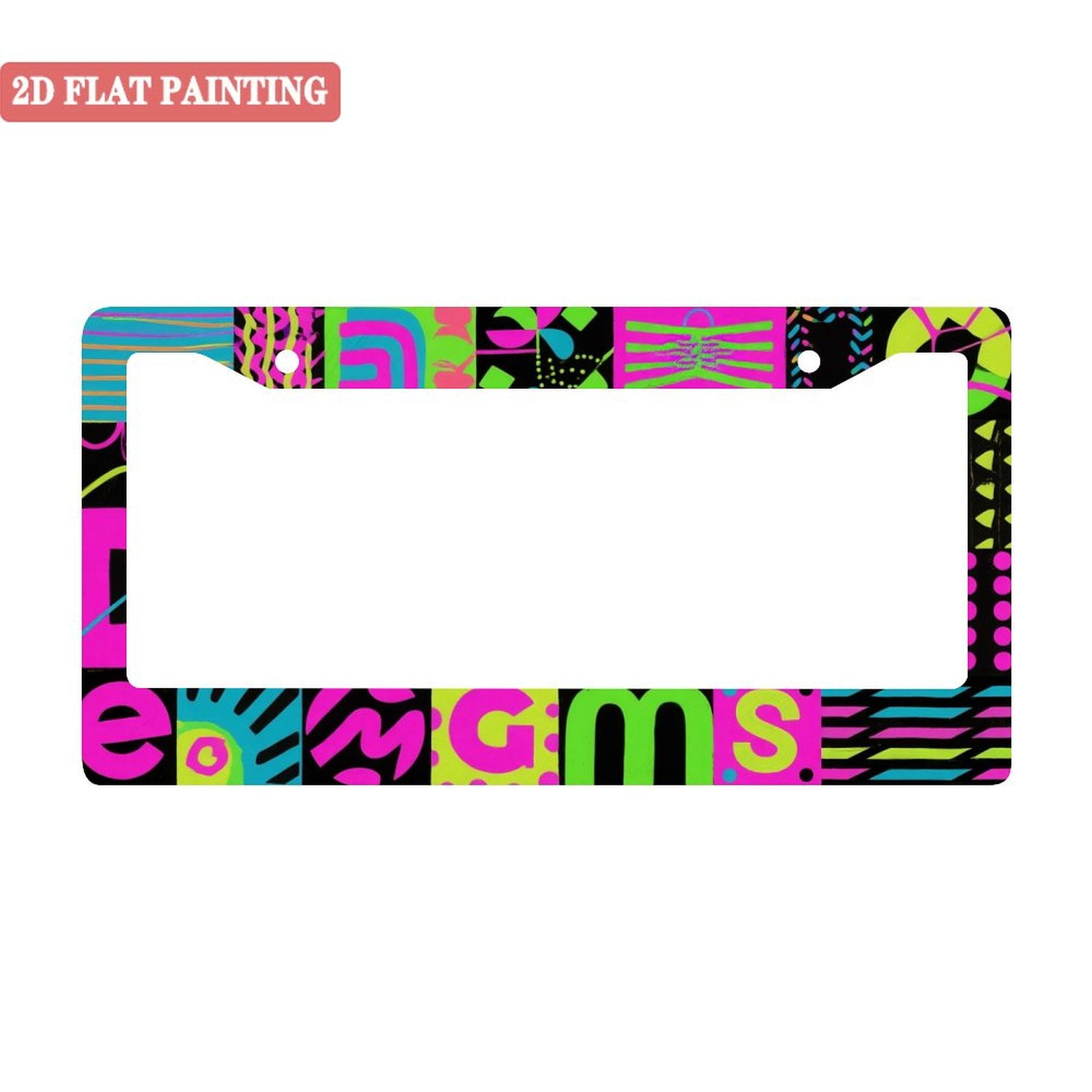 1PC Vibrant Neon Color - Block Car License Plate Frames with Mounting ...