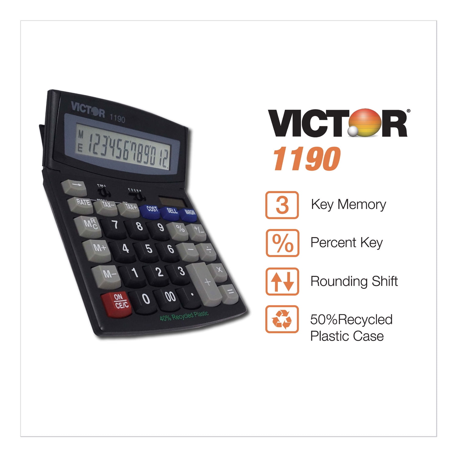 1PC Victor 1190 Executive Desktop Calculator, 12-Digit LCD - Walmart ...