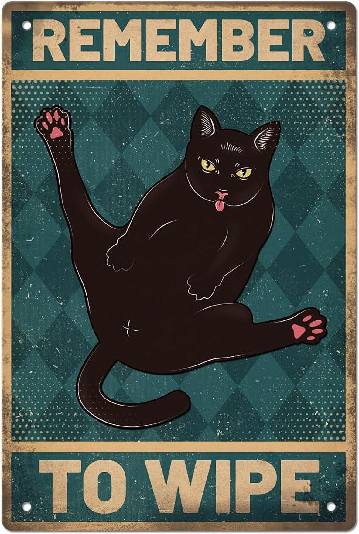 1PC Vintage Metal Tin Sign Black Cat Funny Art Plaque Poster Retro ...